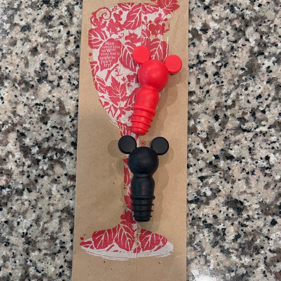 Other | Mickey Mouse Wine Bottle Stoppers Red And Black | Poshmark